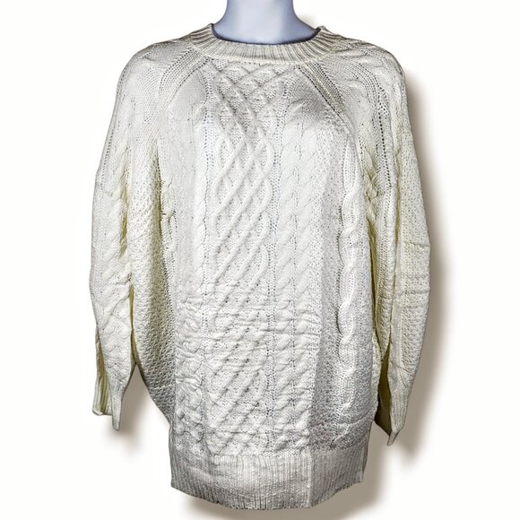 Source Unknown | Sweaters | Vintage Xl Tunic Fisherman Sweater Cream ...